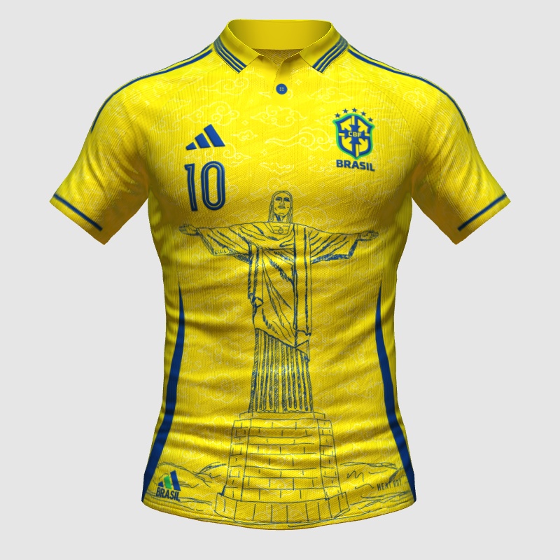 Brazil x Adidas "The Redeemer" home kit concept - FIFA Kit Creator Showcase
