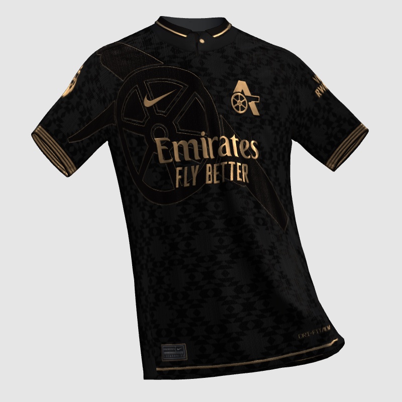 Arsenal FC X Nike Black & Gold Away Kit Concept-B - FIFA Kit Creator ...